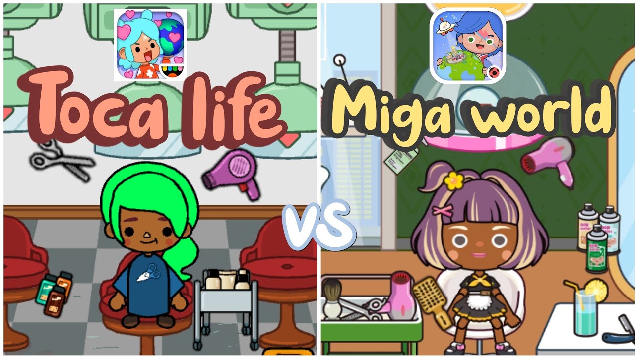 Toca life VS Miga World parte 2 | peluquerías | Tey Toca - YouTube