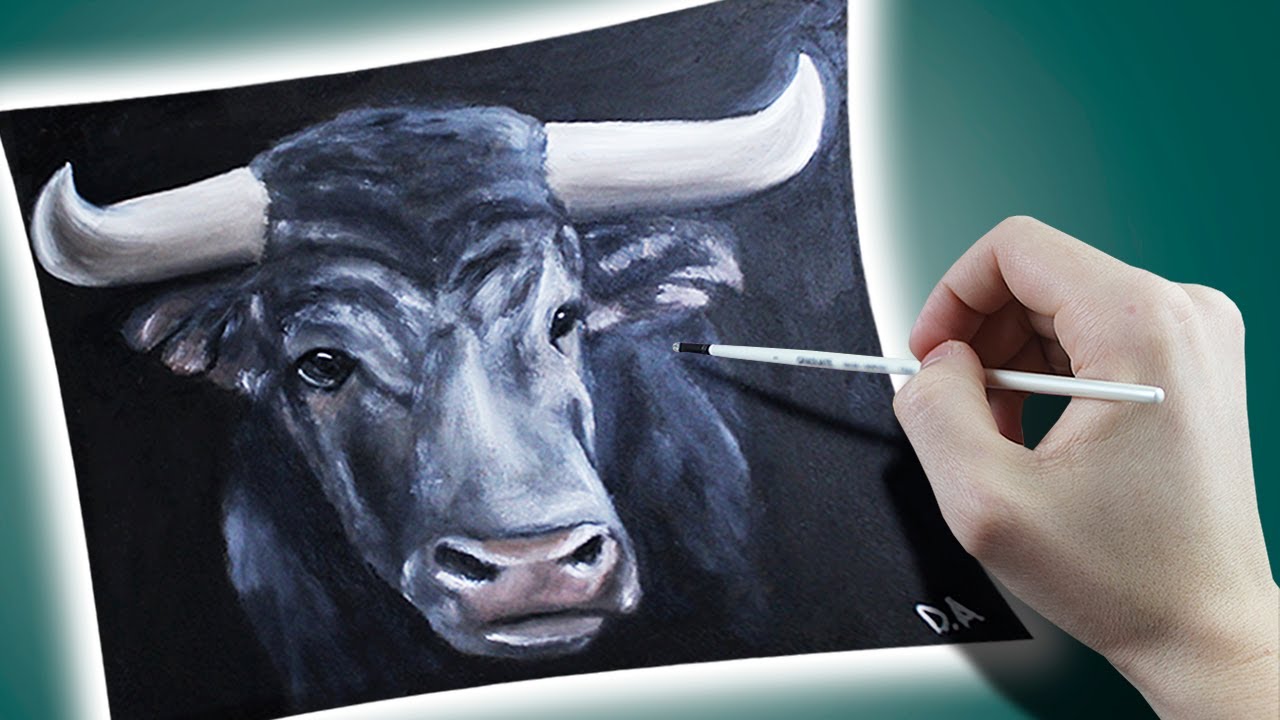 How to paint a Bull | Bull painting - YouTube