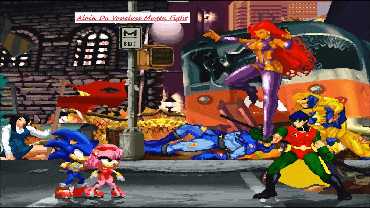 Mugen : Amy Rose & Sonic Vs Starfire & Robin (Request) - YouTube