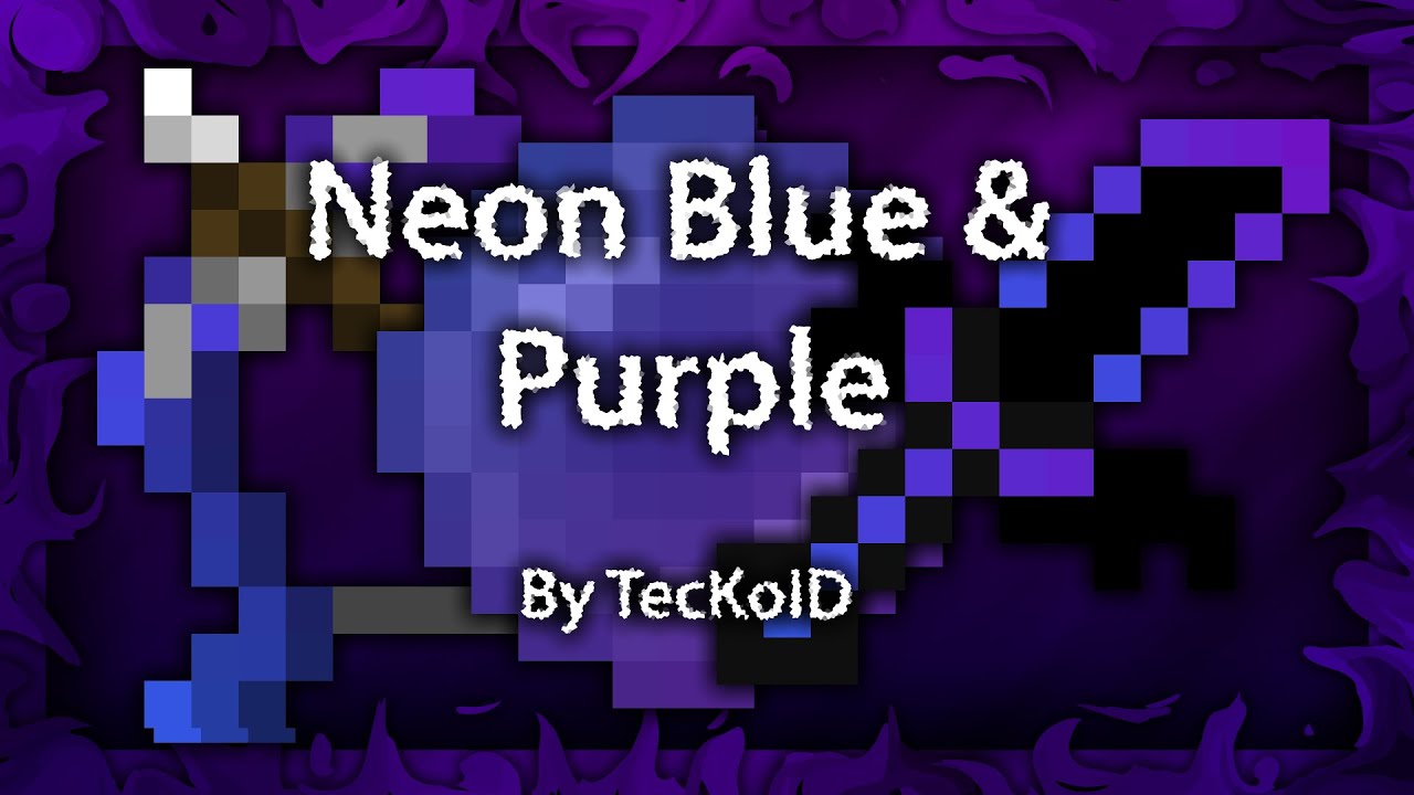 [Ressource Pack #2] Neon Blue & Purple • 16x NoLag • Pack PvP ...