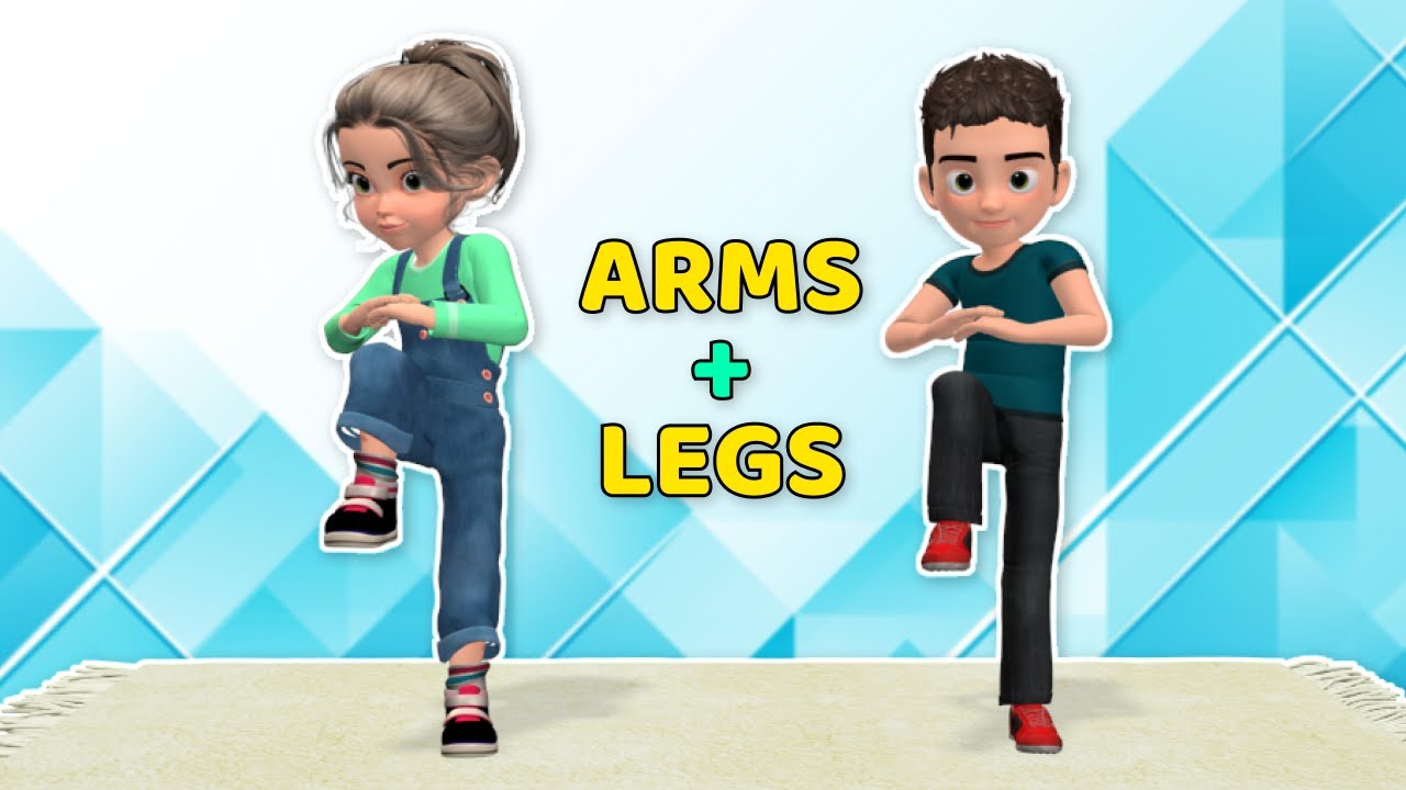 LEGS + ARMS: 18 MIN KIDS EXERCISE AT HOME - YouTube