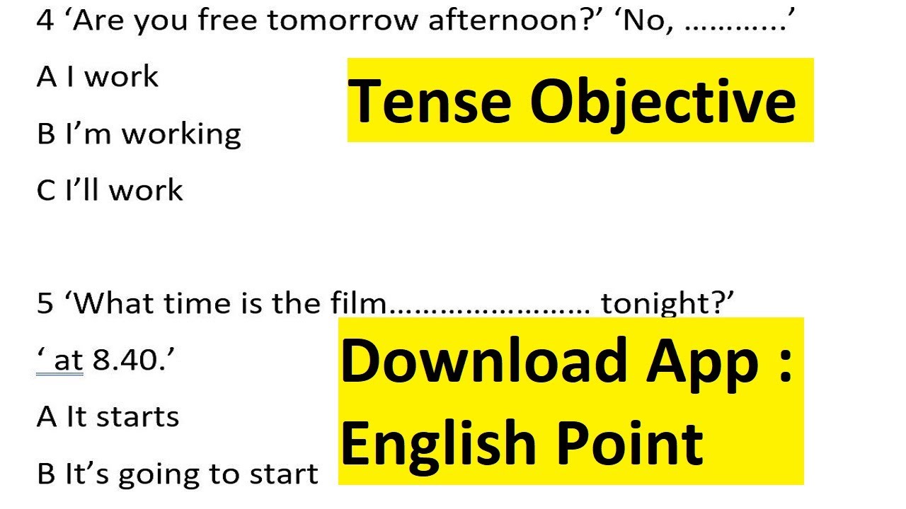Tense Objective Question | Tense Exercise | Objective English Grammar ...