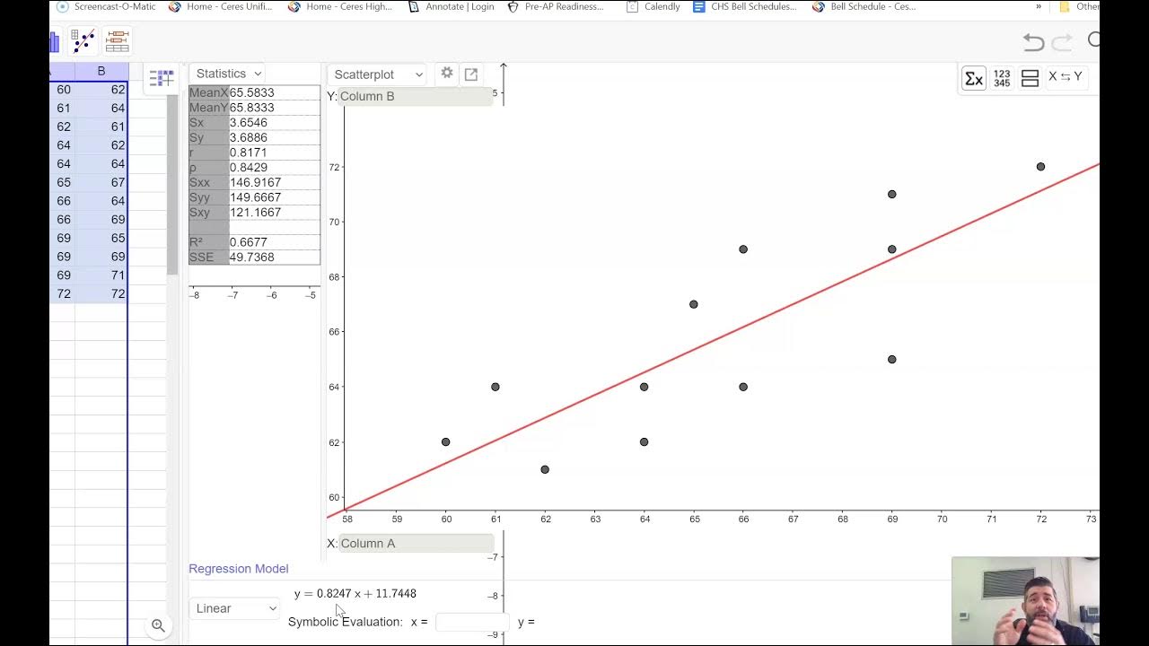 Linear Regression using Geogebra - YouTube