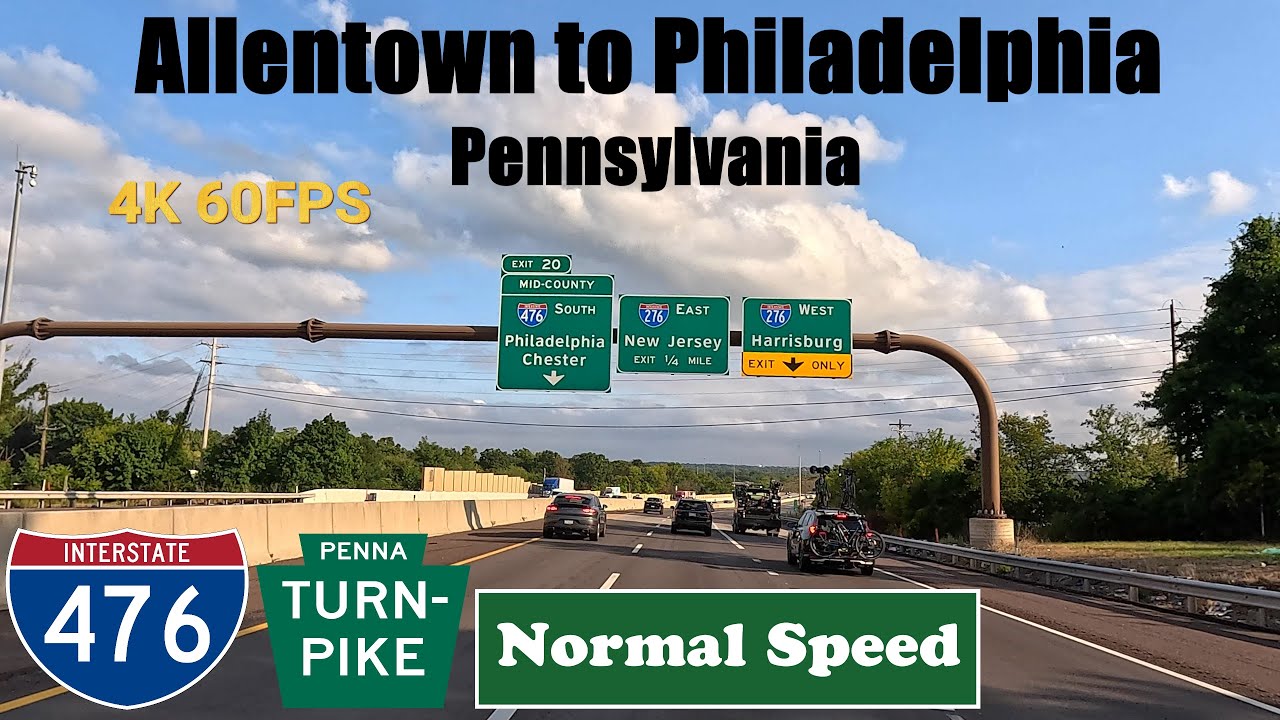 4K Allentown to Philadelphia. Pennsylvania. Interstate 476 South ...