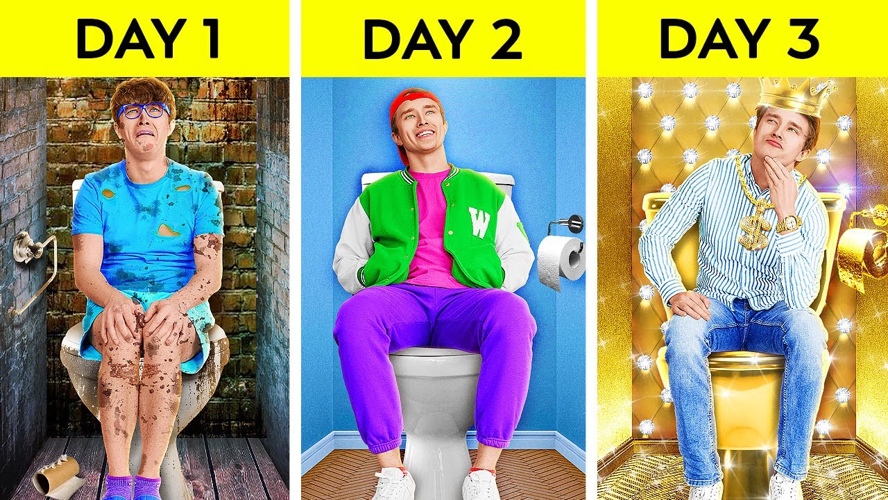 RICH TOILET VS BROKE TOILET! BATHROOM HACKS || Funny Tools & Gadgets ...