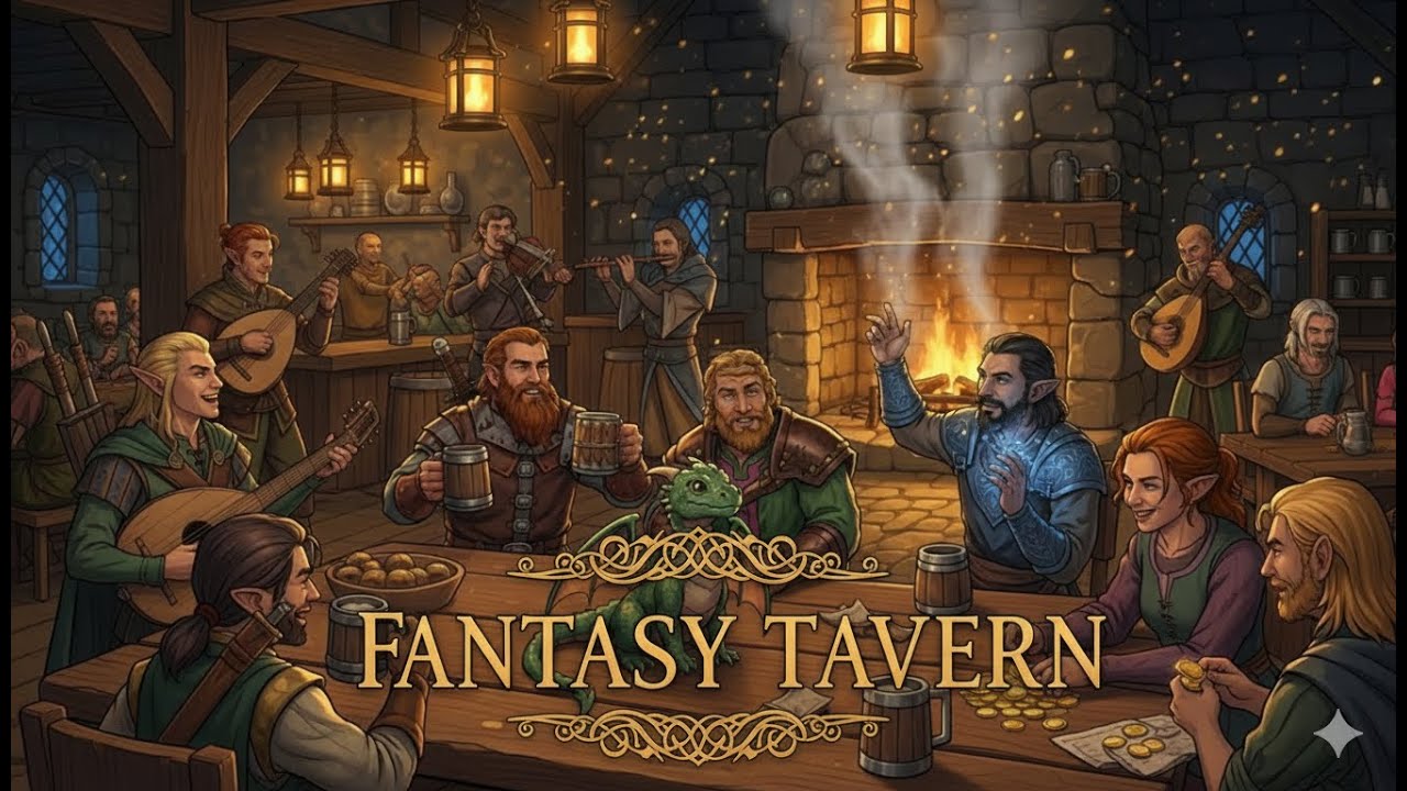 Cozy Adventurer Tavern Ambience | Warm Celtic Fantasy Music & Firelight ...