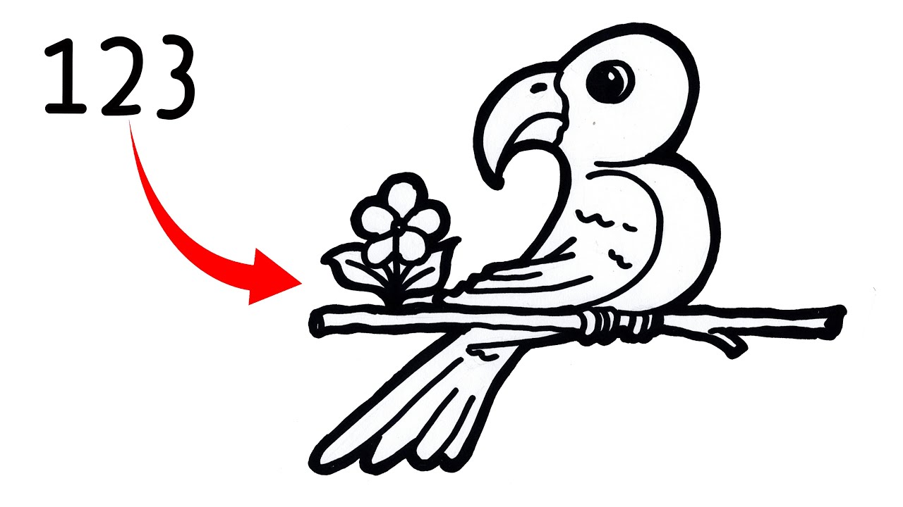 How to draw a Cute Bird from 123 Number | ASMR Drawing Tutorial | Easy ...