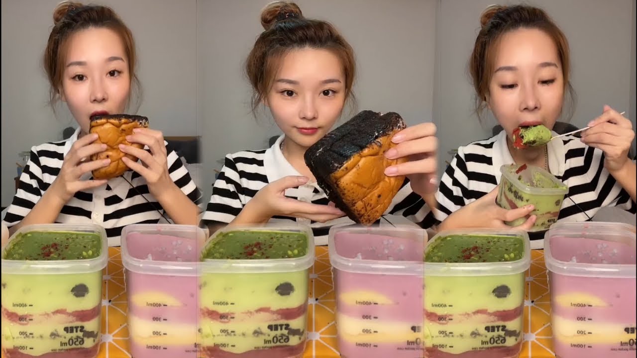 ASMR MUKANG DESSERT EATING SHOW 奶酪包 - YouTube