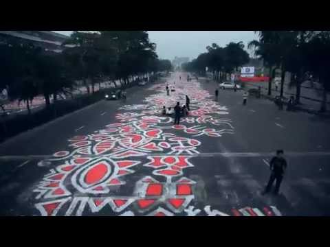 The Worlds Largest Street Art ( Alpona ) in Bangladesh - YouTube