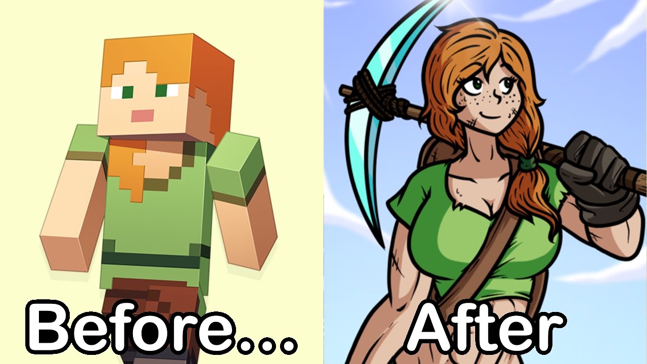 MINECRAFT ALEX AS A HUMAN (Minecraft Speedpaint) - YouTube