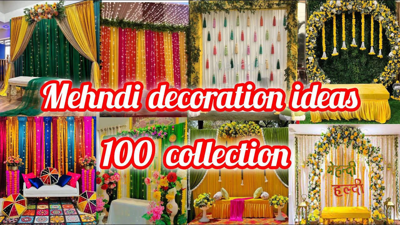 Mehndi stage decoration ideas || mehndi stage decoration at home simple ...