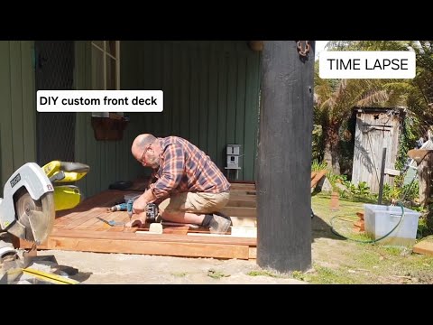 TIME LAPSE : DIY custom front merbau deck : day 4 - YouTube