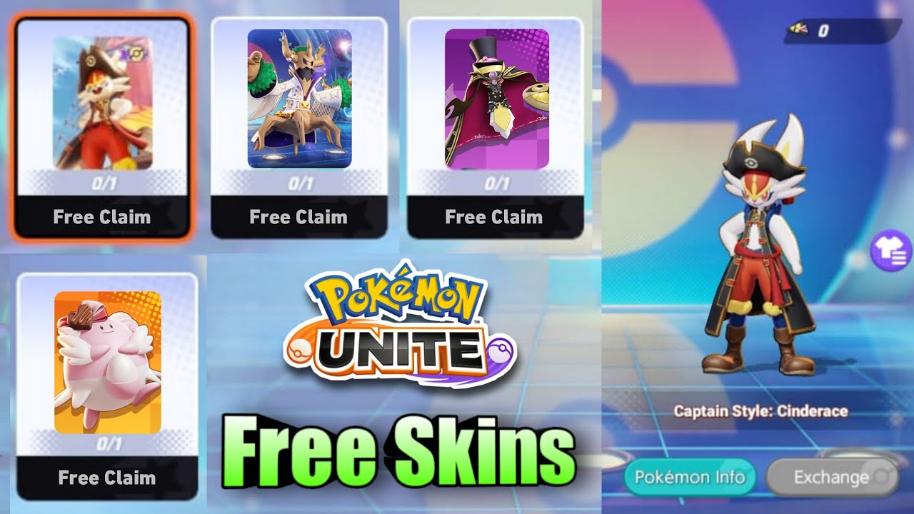 How To Get Free Pirate Style Cinderace in Pokemon Unite | 4 Free Skins ...