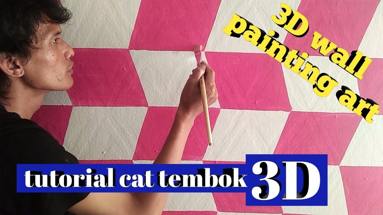 mural dinding motif 3d- tutorial cat tembok motif 3d- 3d wall painting ...