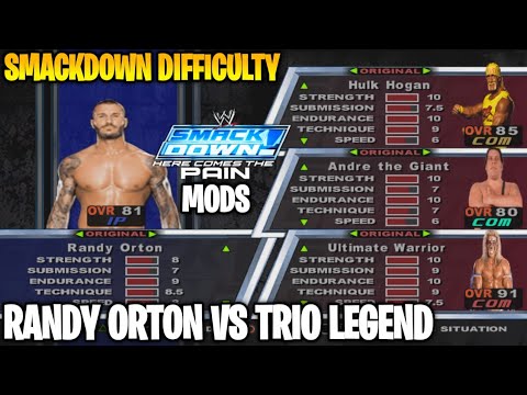 RANDY ORTON VS 3 CHARACTER LEGEND SMACKDOWN PAIN PS2 VERSI MODS || SMACKDOWN DIFFICULTY NO RING ...