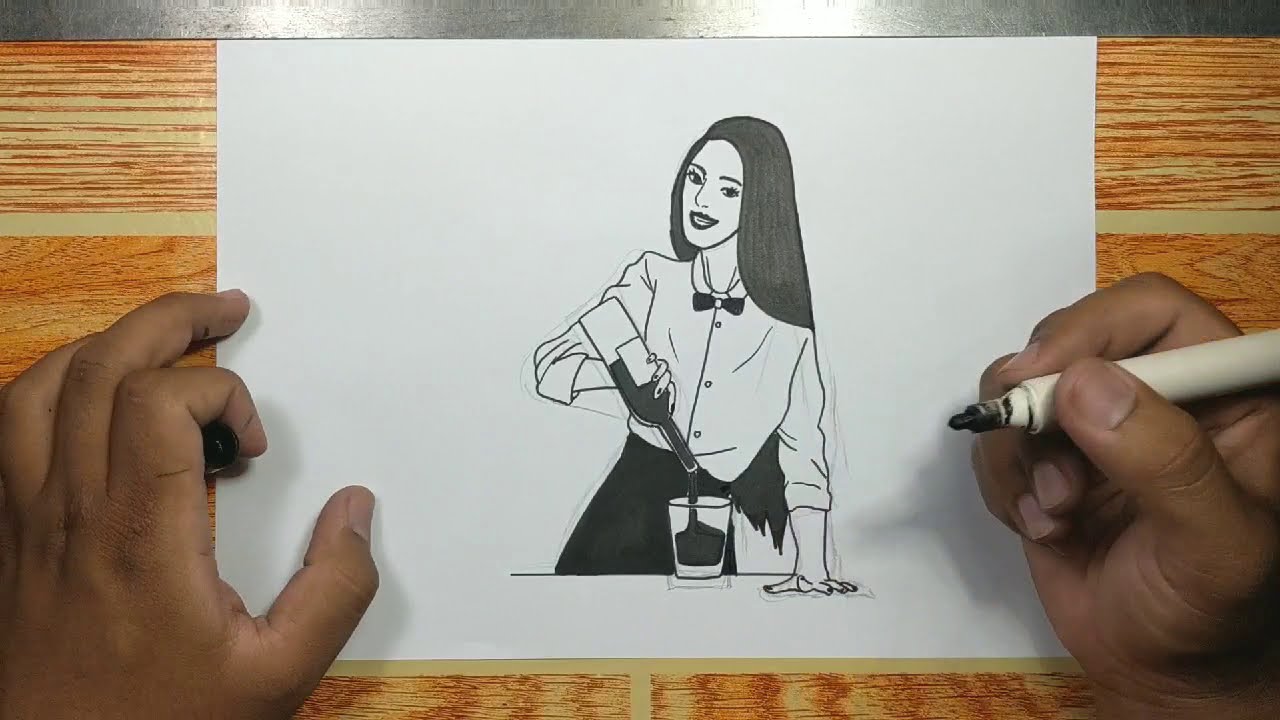 How to draw BARTENDER step by step - YouTube