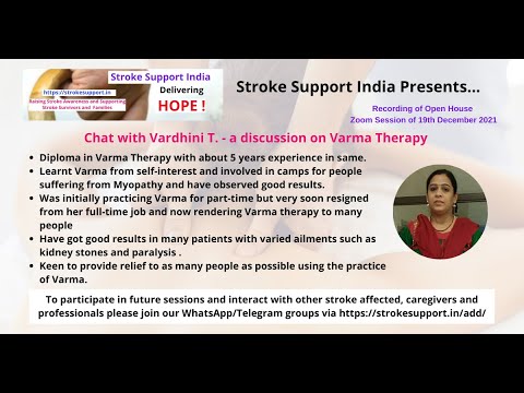 Varma Therapy for Stroke affected - Chat with Ms Vardhini T. - YouTube