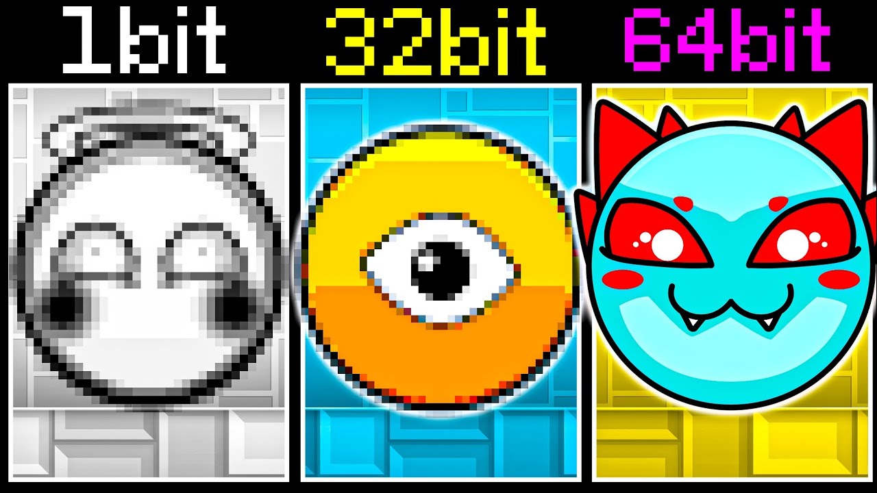 Custom Geometry Dash Faces but everytime more and more bits 17 - YouTube