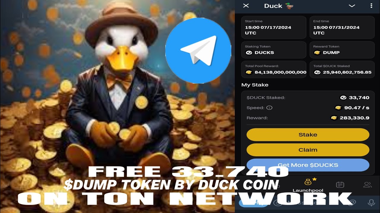 FREE 31.749 $TOKEN BY DUCK ON TON NETWORK TELEGRAM BOT - YouTube