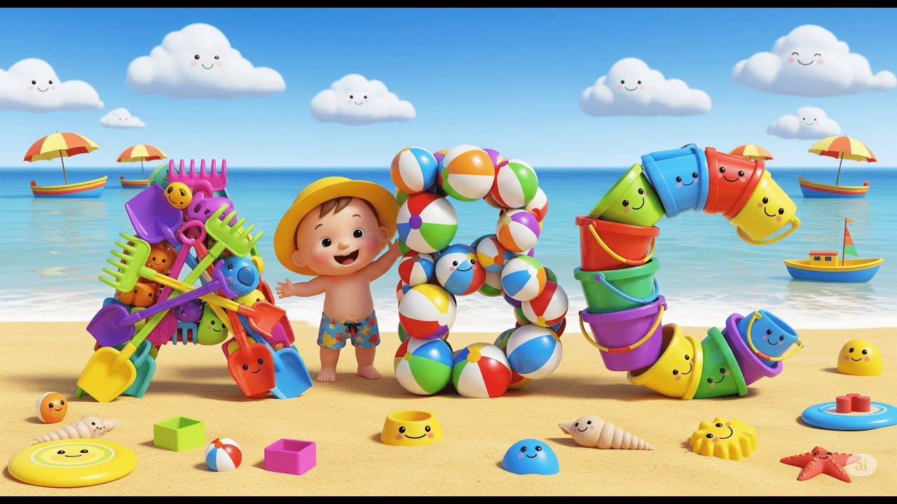 ABC Song with Beach Toy Letters | Alphabet A to Z for Kids | Summer ...