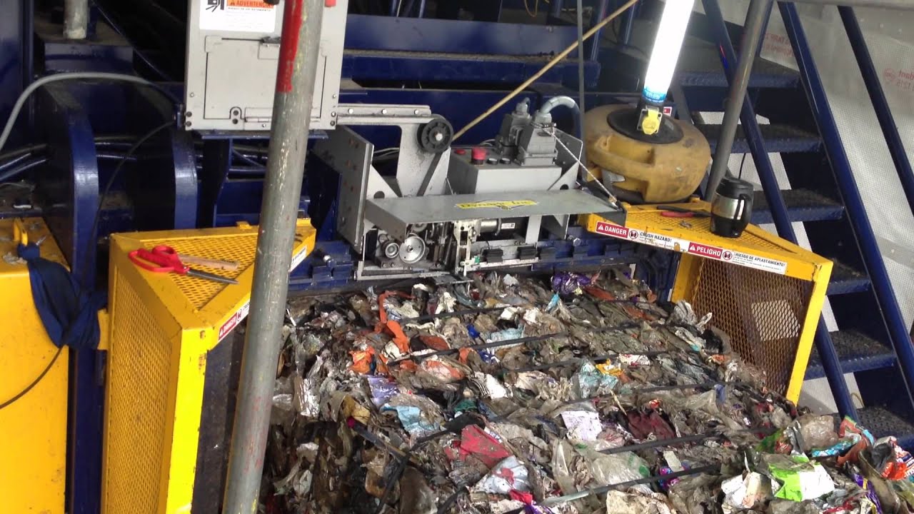 RDF Bale from Marathon 2R310 Twin Ram Baler with Plastic Strapper Aug ...