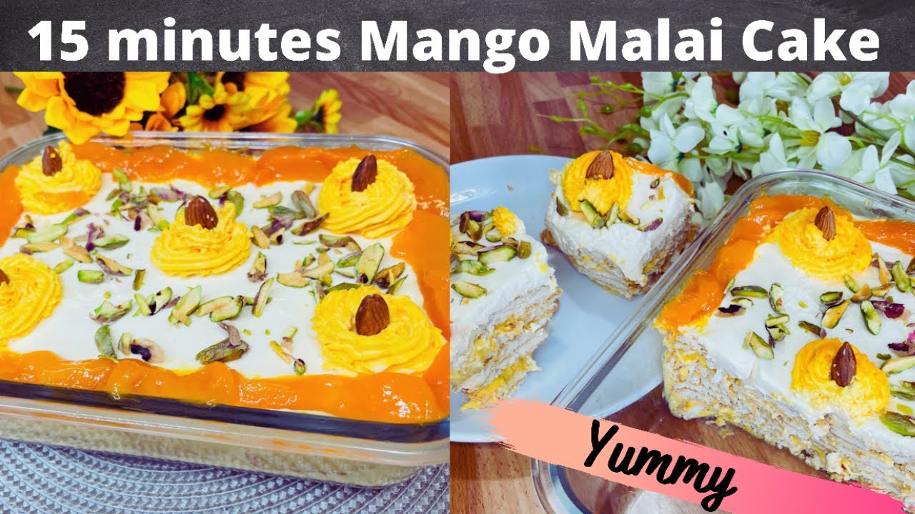 Mango Malai Cake Recipe | Instant Mango Malai Dessert | No Bake Mango ...