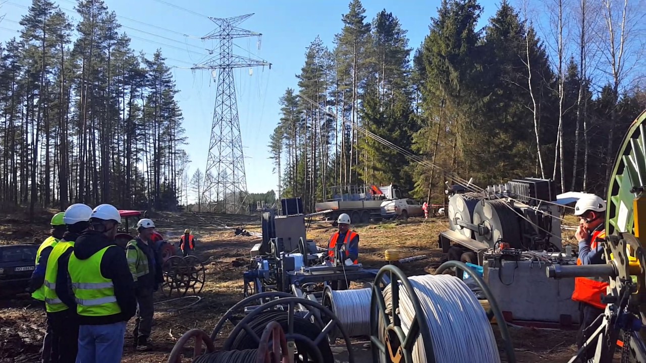 Drum test for drone powerline stringing. - YouTube