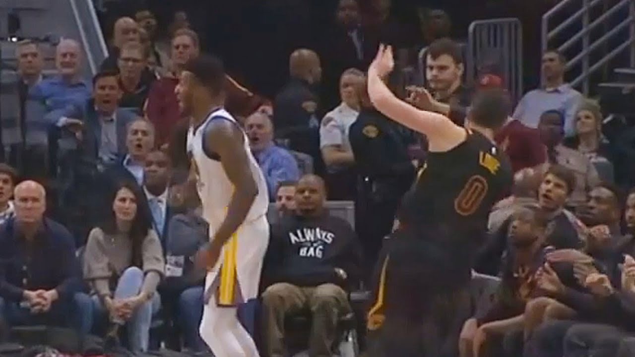 Kevin Love KNOCKED OUT into the Stands by Jordan Bell! Warriors vs ...