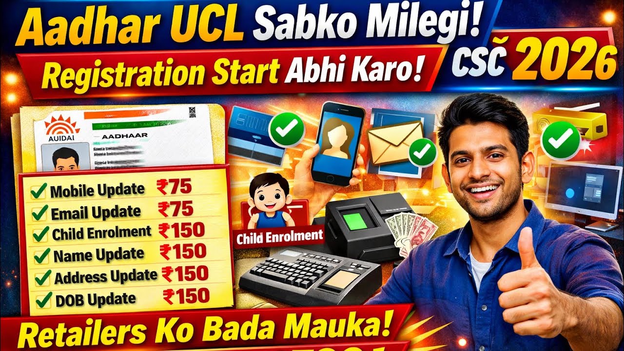 आधार UCL ID 30 मिनट में कैसे लें | Apply ऐसे करें | CSC New Update ...