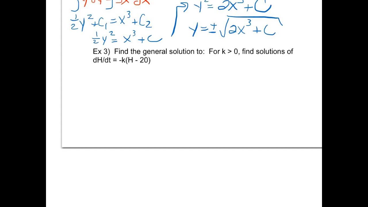 Separation of Variables General Solution - YouTube