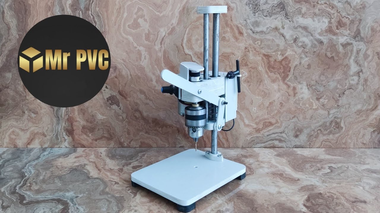 DIY powerful homemade mini drill press using PVC pipe - YouTube
