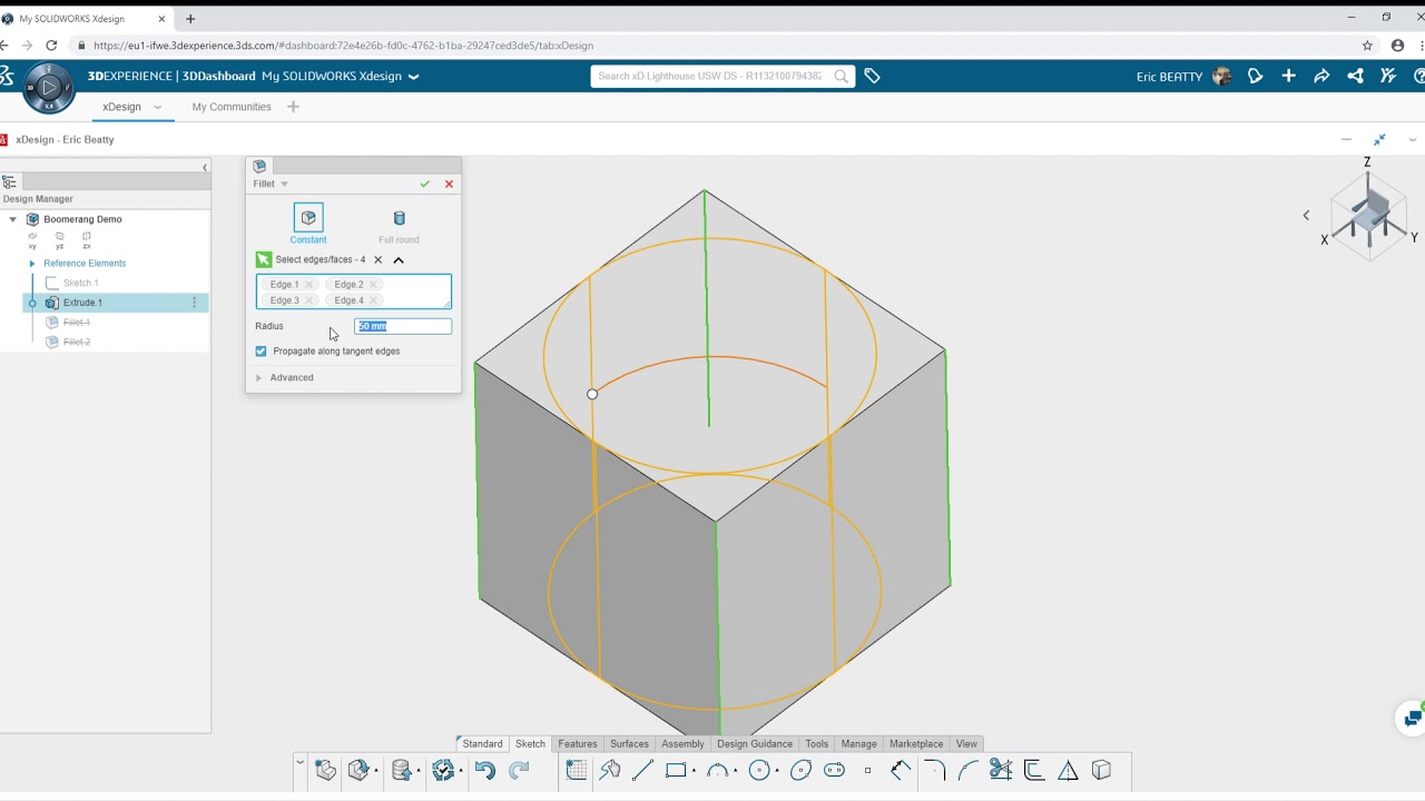 SOLIDWORKS xDesign Boomerang Demo - YouTube