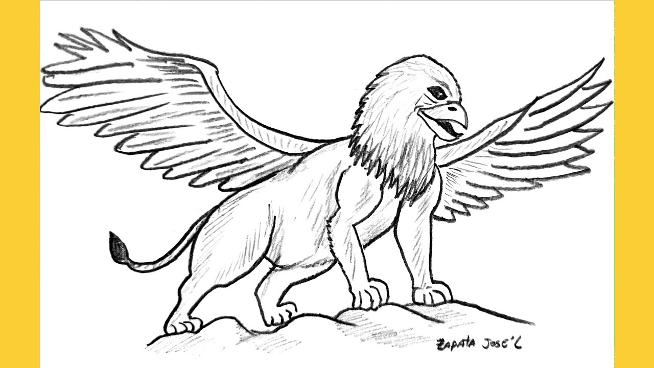 Cómo dibujar al grifo animal mitológico - YouTube
