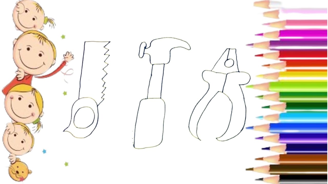 How to draw a pliers saw hammer🔨🪚🧰 every easy for kids - YouTube