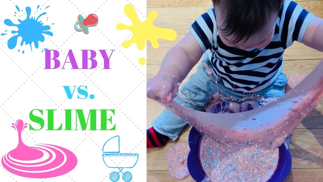THE CUTEST SLIME VIDEO EVER!!!! Baby vs. Slime! Baby Plays with Slime ...