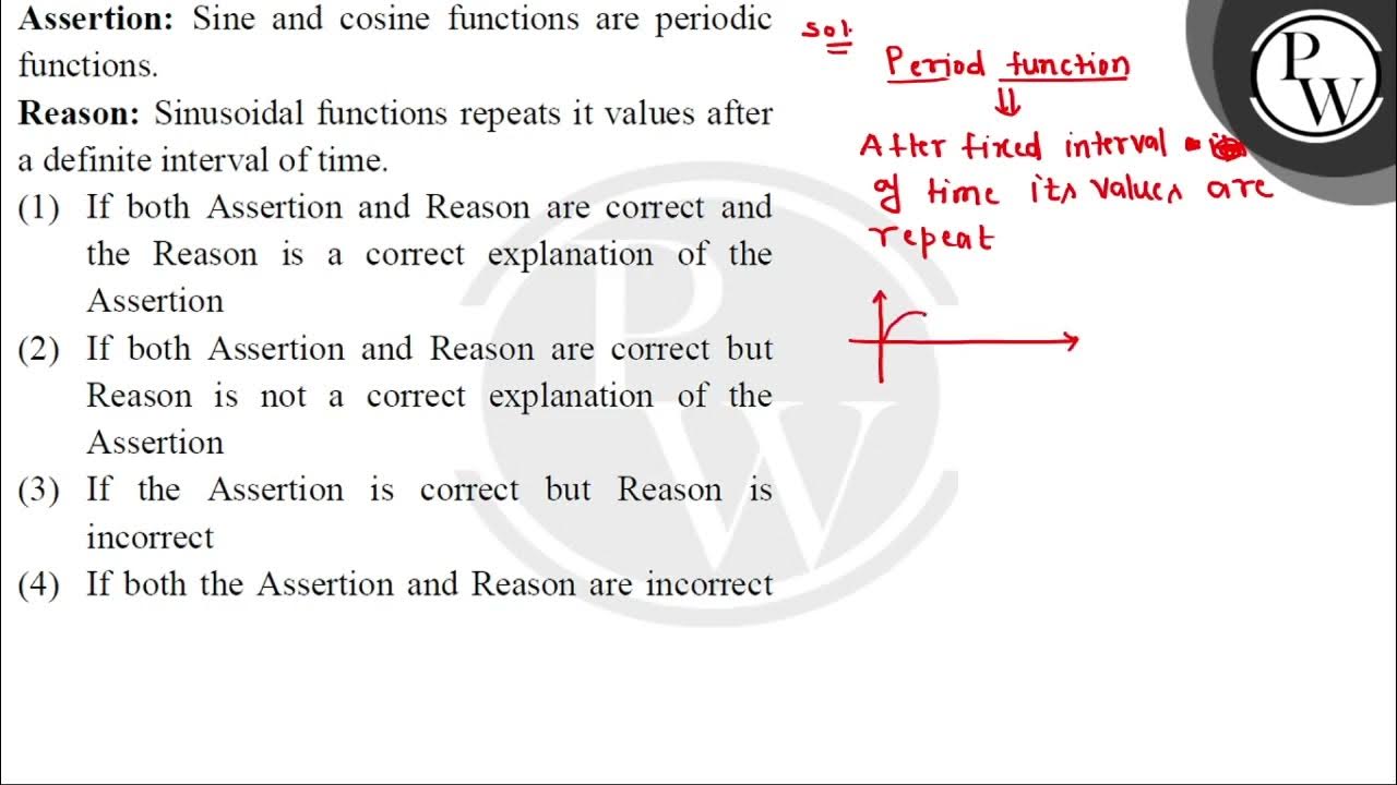 Assertion: Sine and cosine functions are periodic functions. Reason: Sinusoidal functions repeat ...