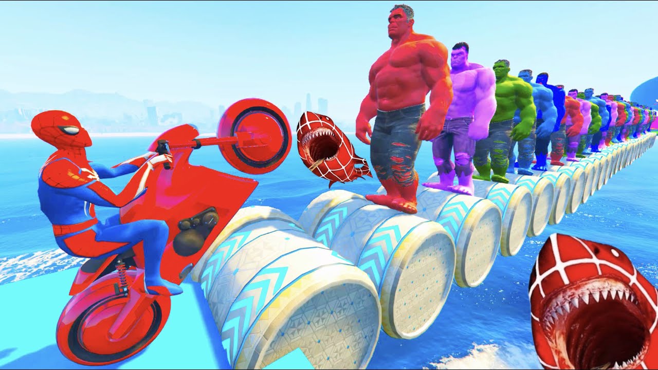GTA V Epic New Stunt Race For Car Racing Challenge by Trevor and Shark ...