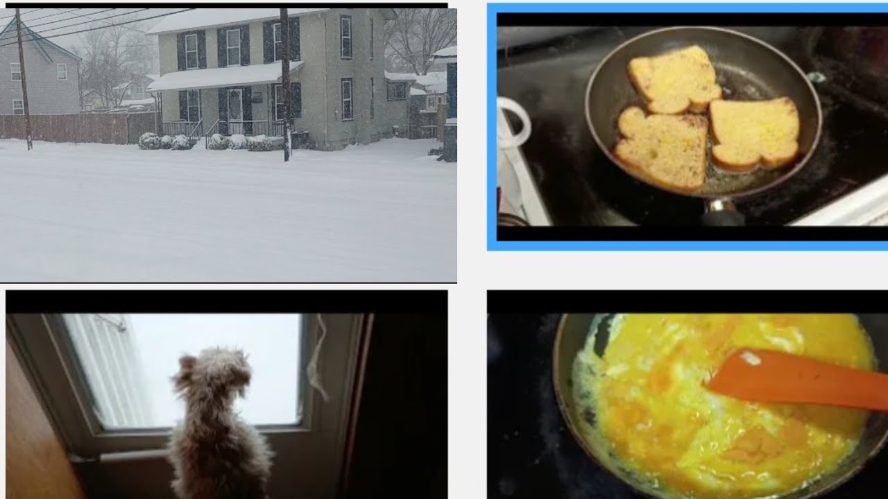 Snow storm, French toast & scrambled cheese eggs - YouTube