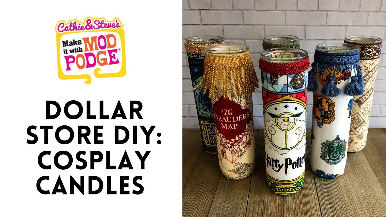 Dollar Store DIY: Cosplay Candles with Fabric Mod Podge - YouTube