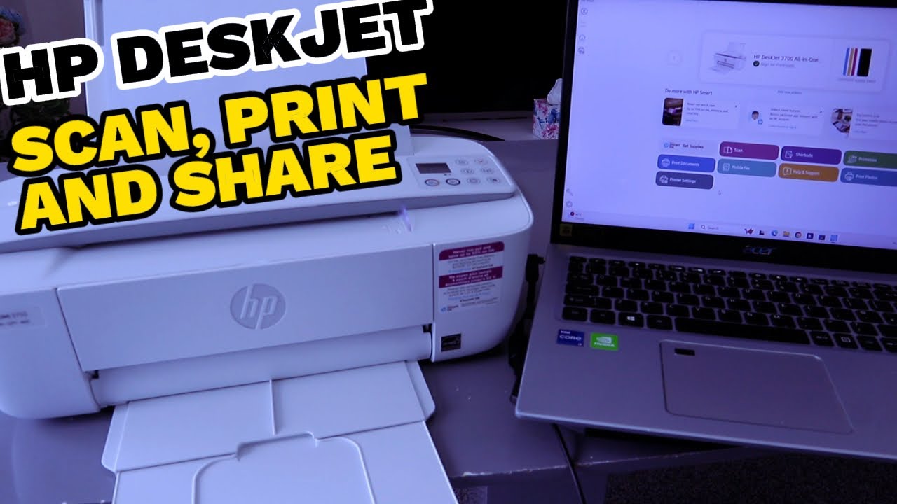 How To Scan To Computer With HP DESKJET 3772E, 3755E,3700E PRINTER ...
