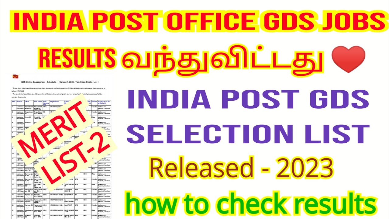 India post office gds results list2 | gds merit list 2 | how to check ...