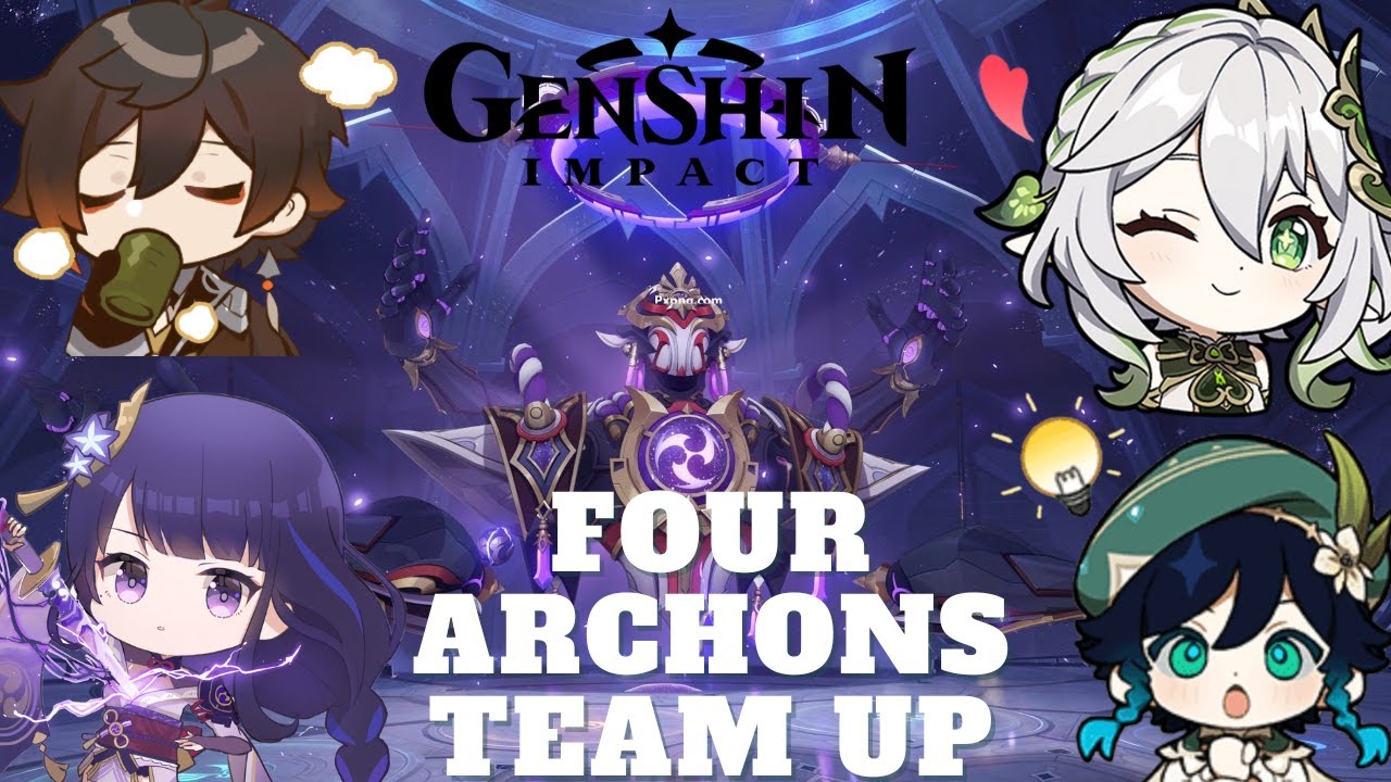 Genshin Impact || FOUR Archons Team Co-Op Fight || SHOUKI NO KAMI || - YouTube
