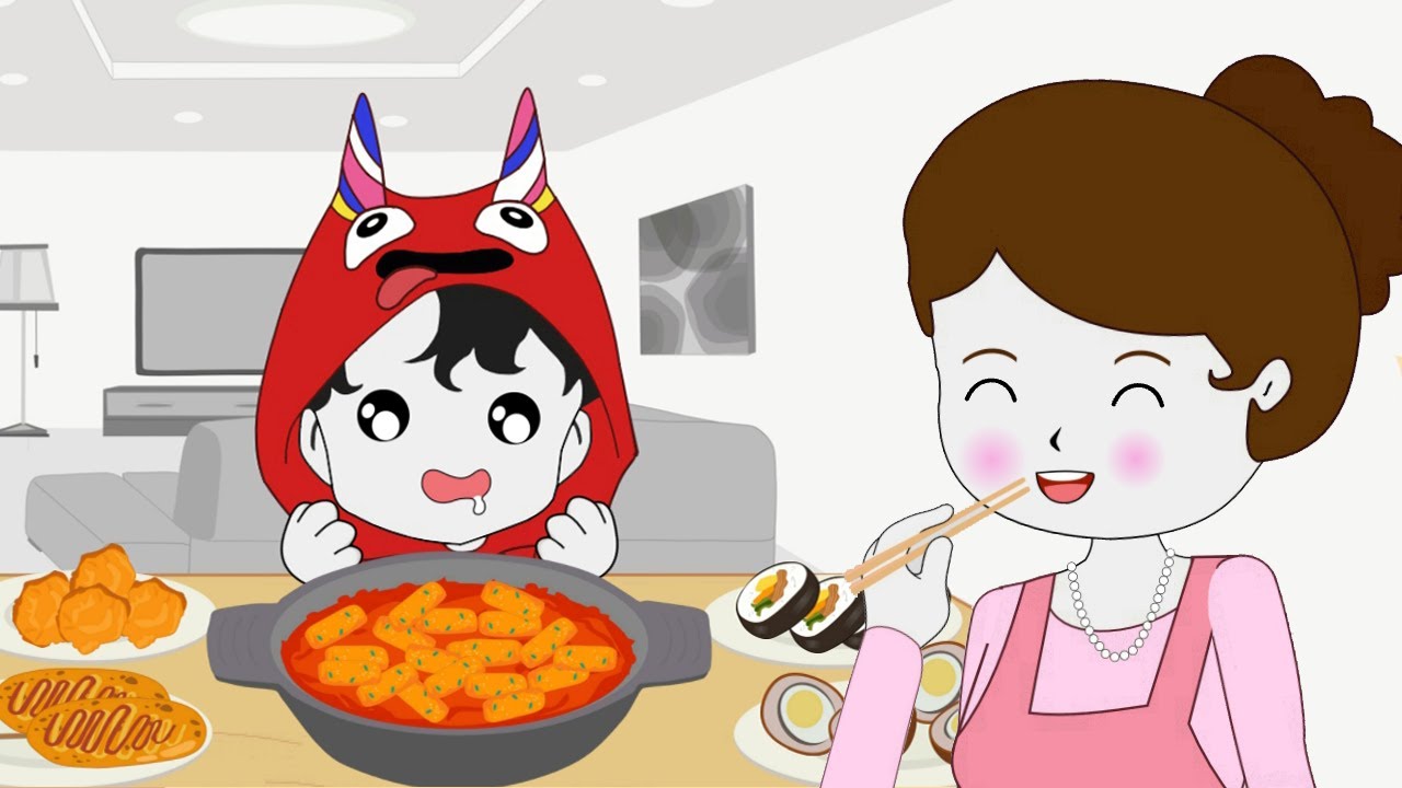 Waiter! (Mukbang Animation) fried sausages, Tteokbokki - Banman ...
