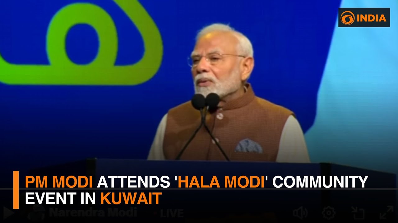 PM Modi Attends 'Hala Modi' Community Event in Kuwait - YouTube