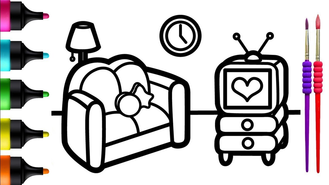 🛋️🎨 Draw & Color a Cozy Living Room: Fun Step-by-Step Kids Art Tutorial ...