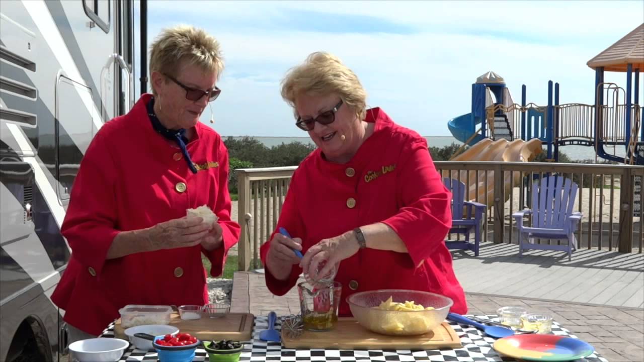 The Cooking Ladies prepare Mediterranian Pasta Salad - YouTube