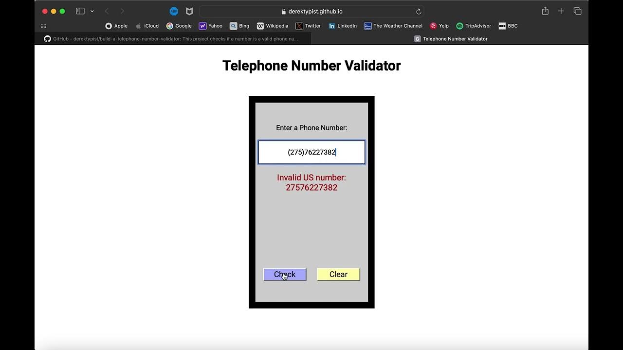 Telephone Number Validator - JavaScript Project - YouTube