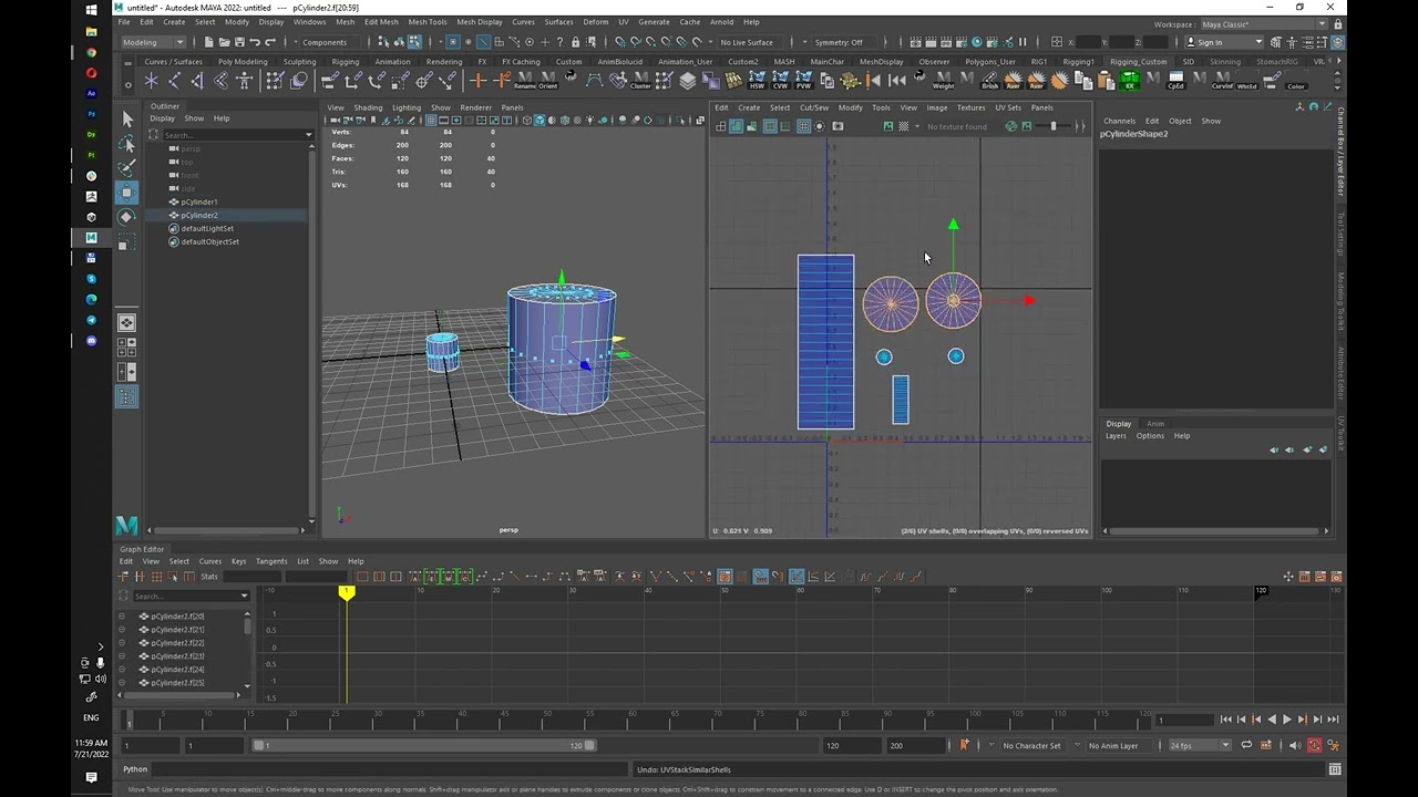 Stack similar shells in Maya 2022 - YouTube
