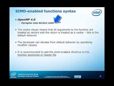 Performance Essentials 5 OpenMP 4 Vectorization omp declare simd - YouTube