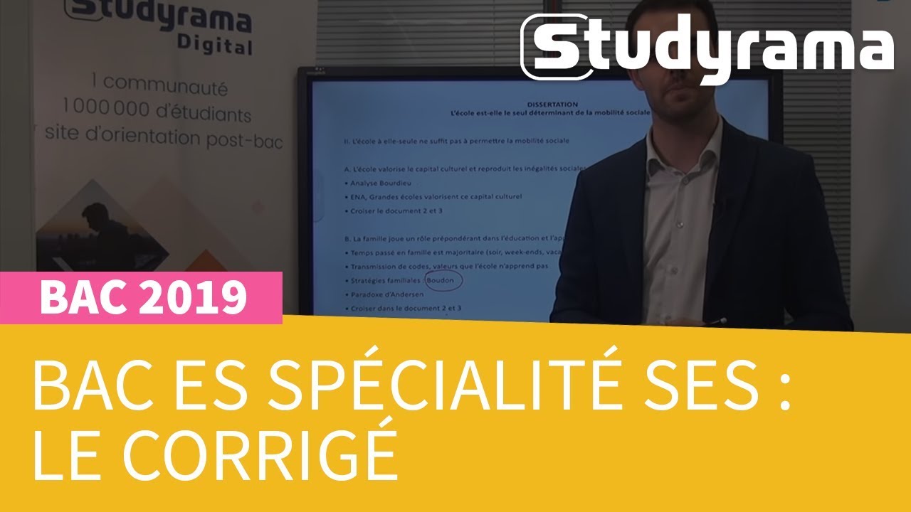 Bac 2019 : corrigé de l'épreuve de spécialité SES série ES - YouTube